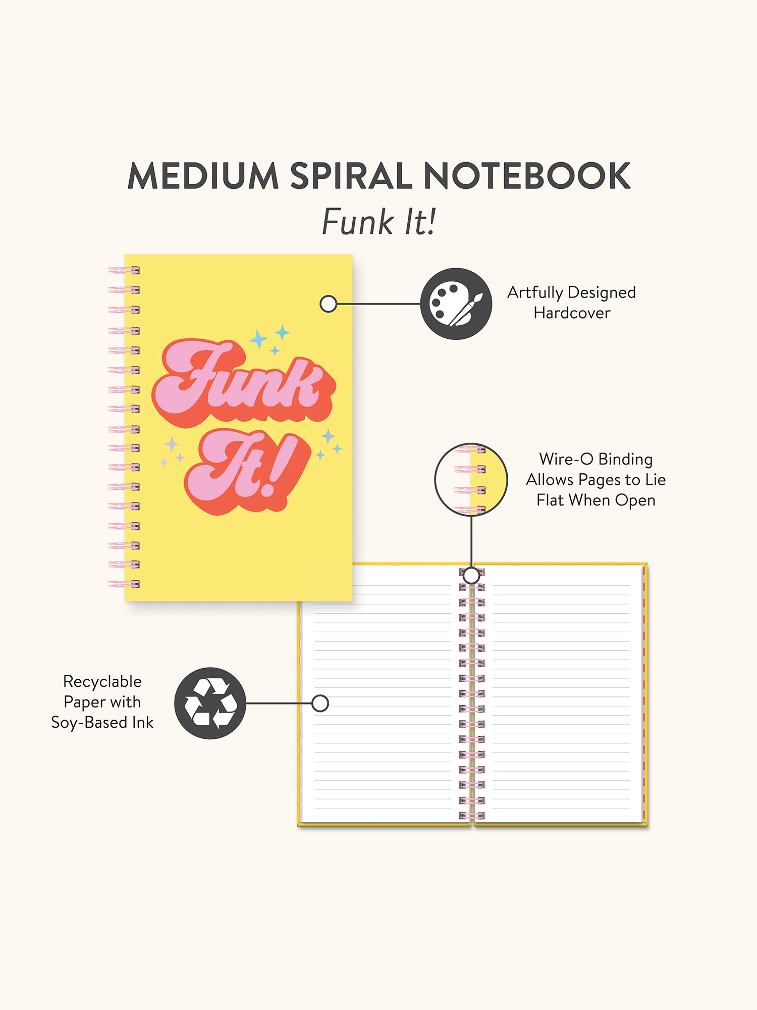 Funk It! Medium Spiral Notebook – Studio Oh!