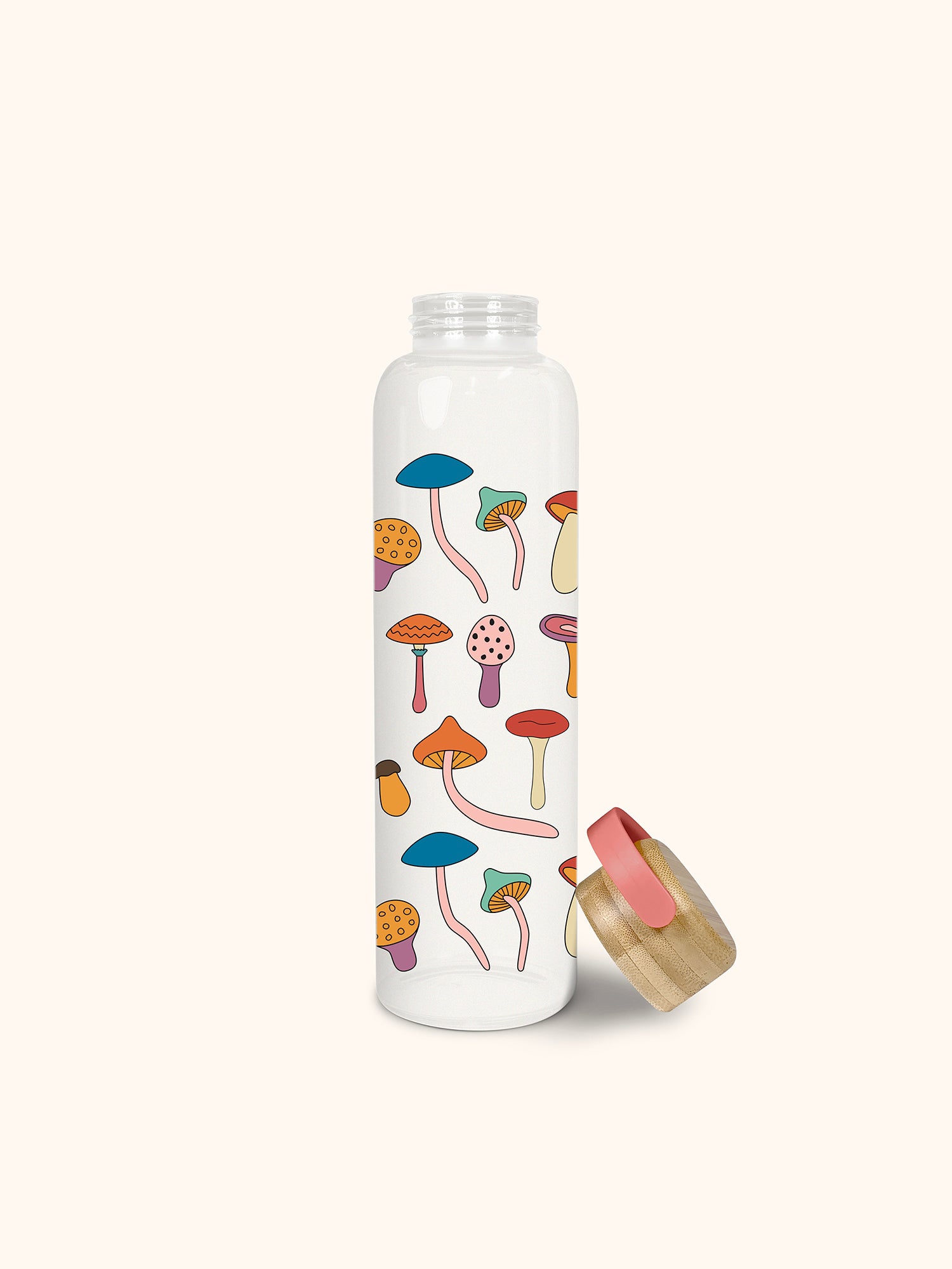 Mushroom Melody Glass Water Bottle with Bamboo Lid – Studio Oh!