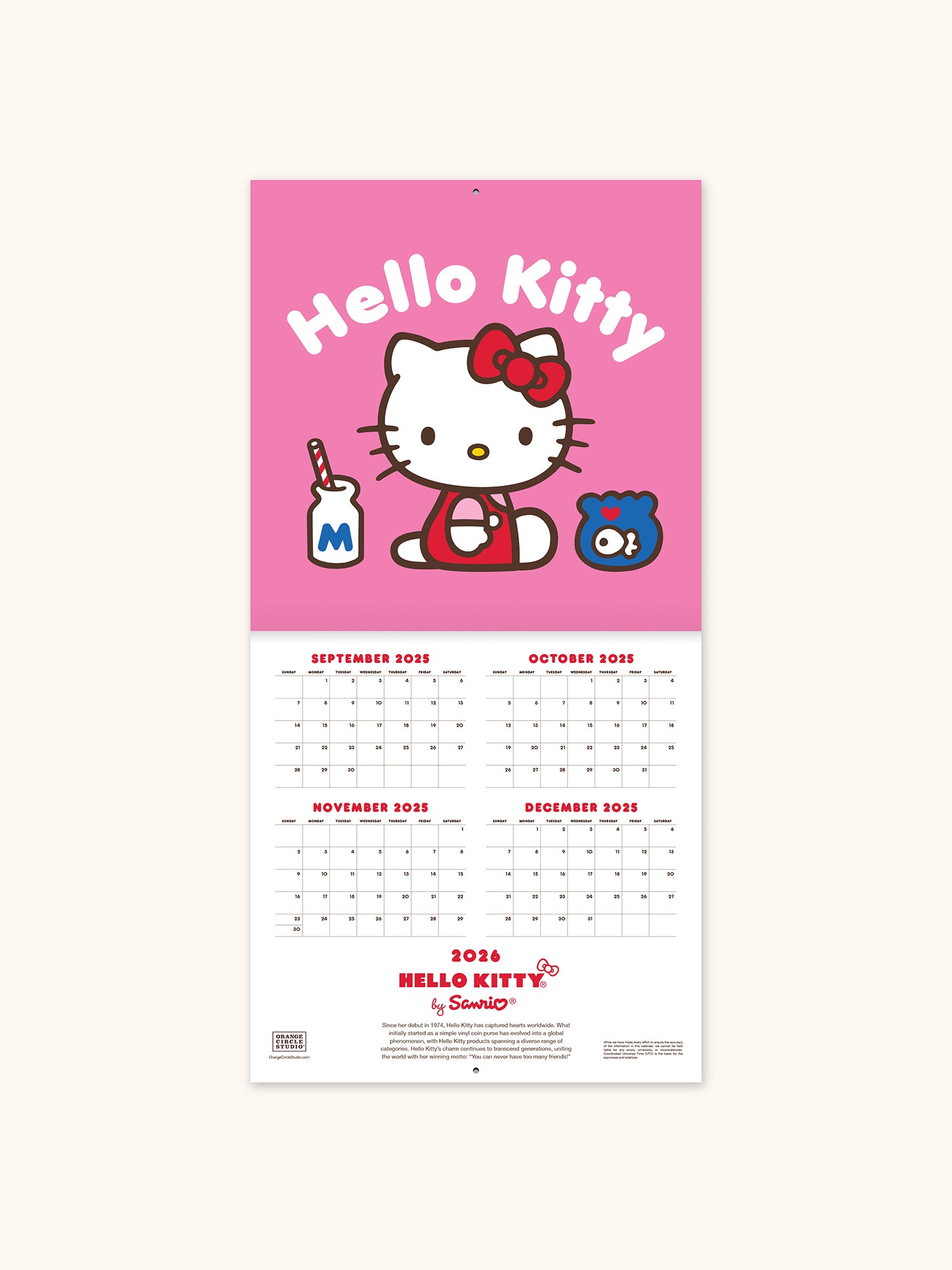 2026 Hello Kitty Playful Pink 12" x 12" Wall Calendar – Studio Oh!