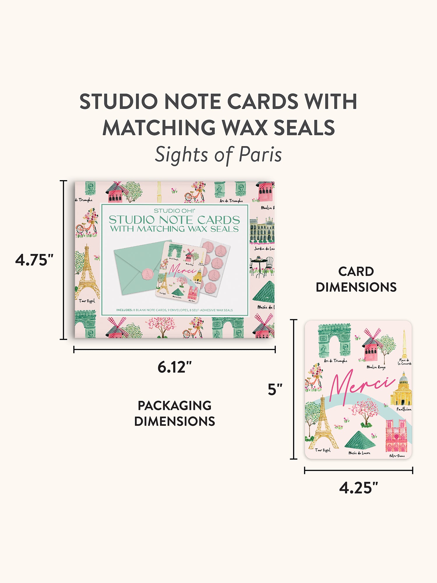 Sights of Paris Note Card Set with Wax Seals – Studio Oh!