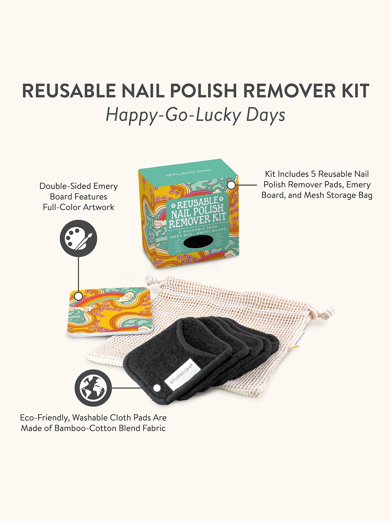 Happy Go Lucky Days Reusable Nail Polish Remover Kit – Studio Oh!