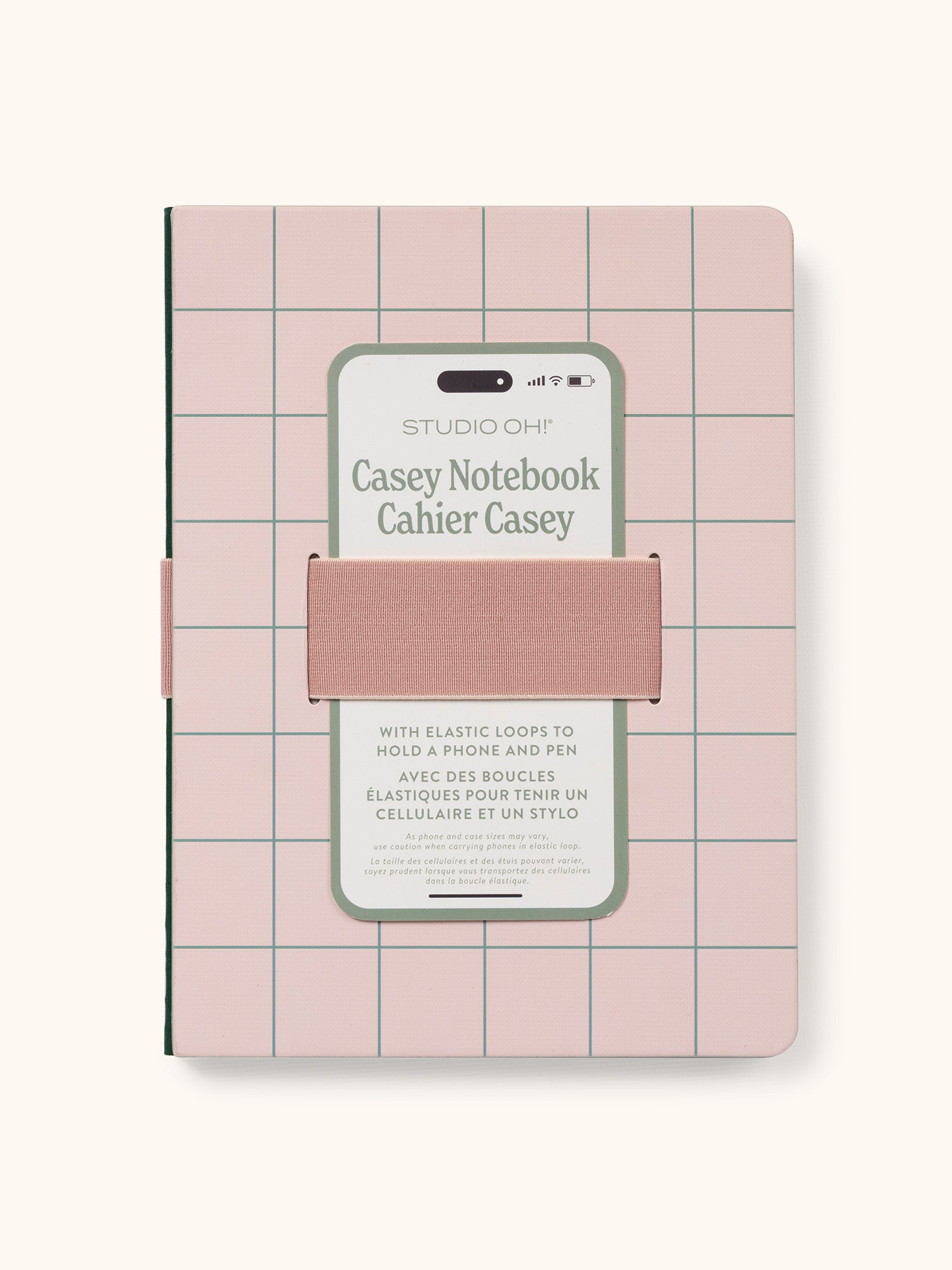 Peach & Green Grid Casey Notebook with Phone Loop – Studio Oh!