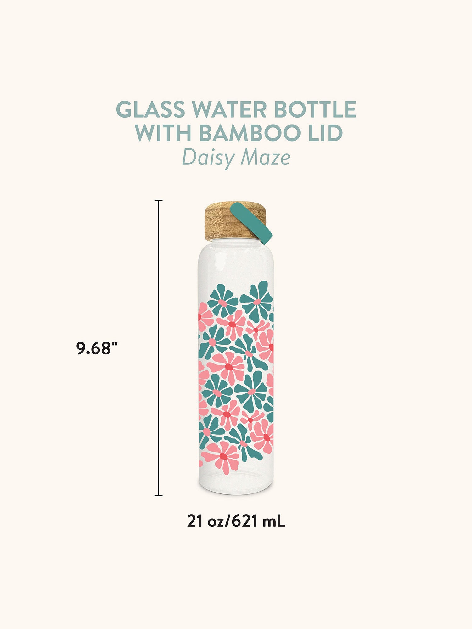 Daisy Maze Glass Water Bottle with Bamboo Lid – Studio Oh!