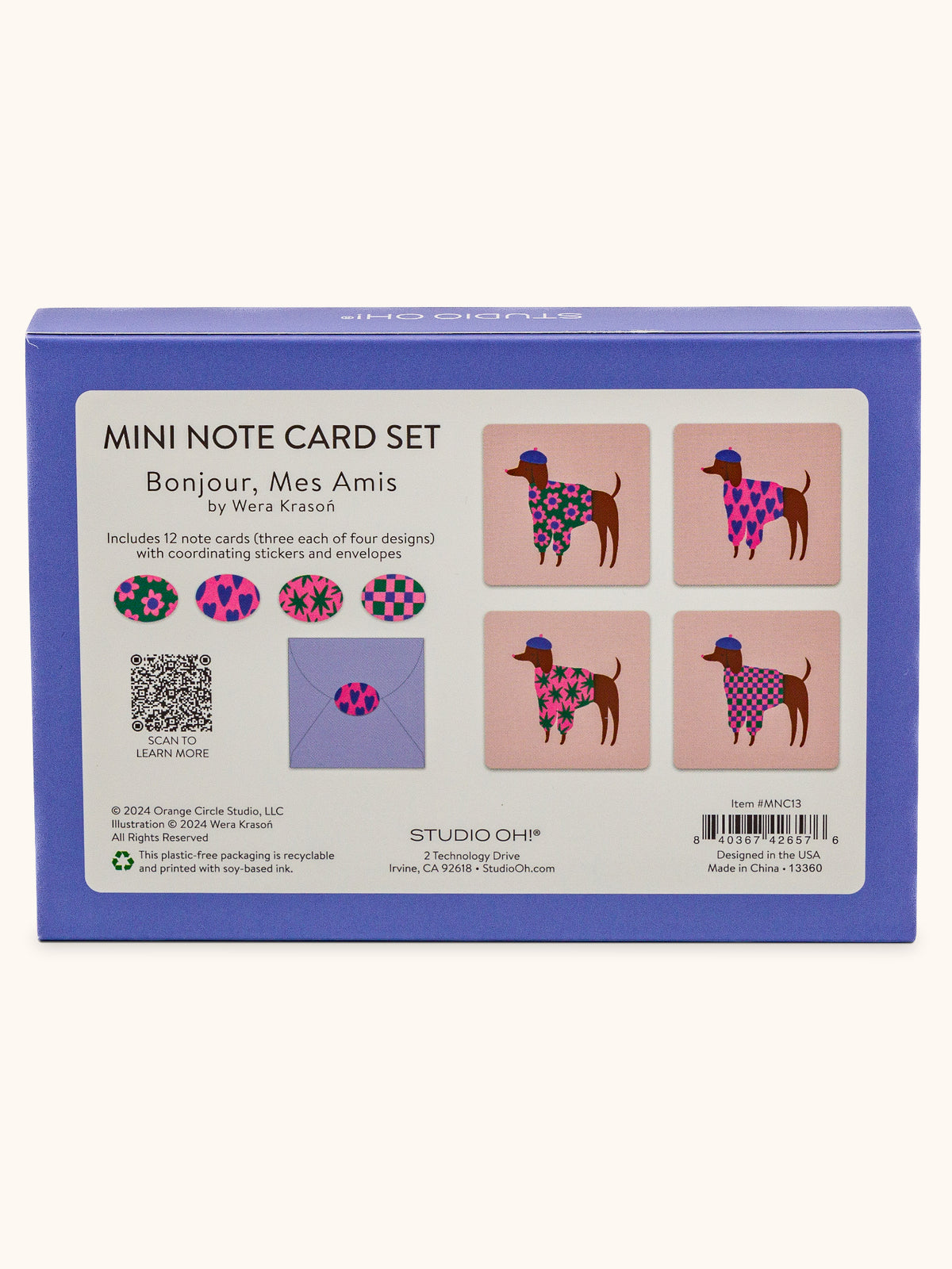 Bonjour, Mes Amis Mini Note Card Set with Stickers – Studio Oh!