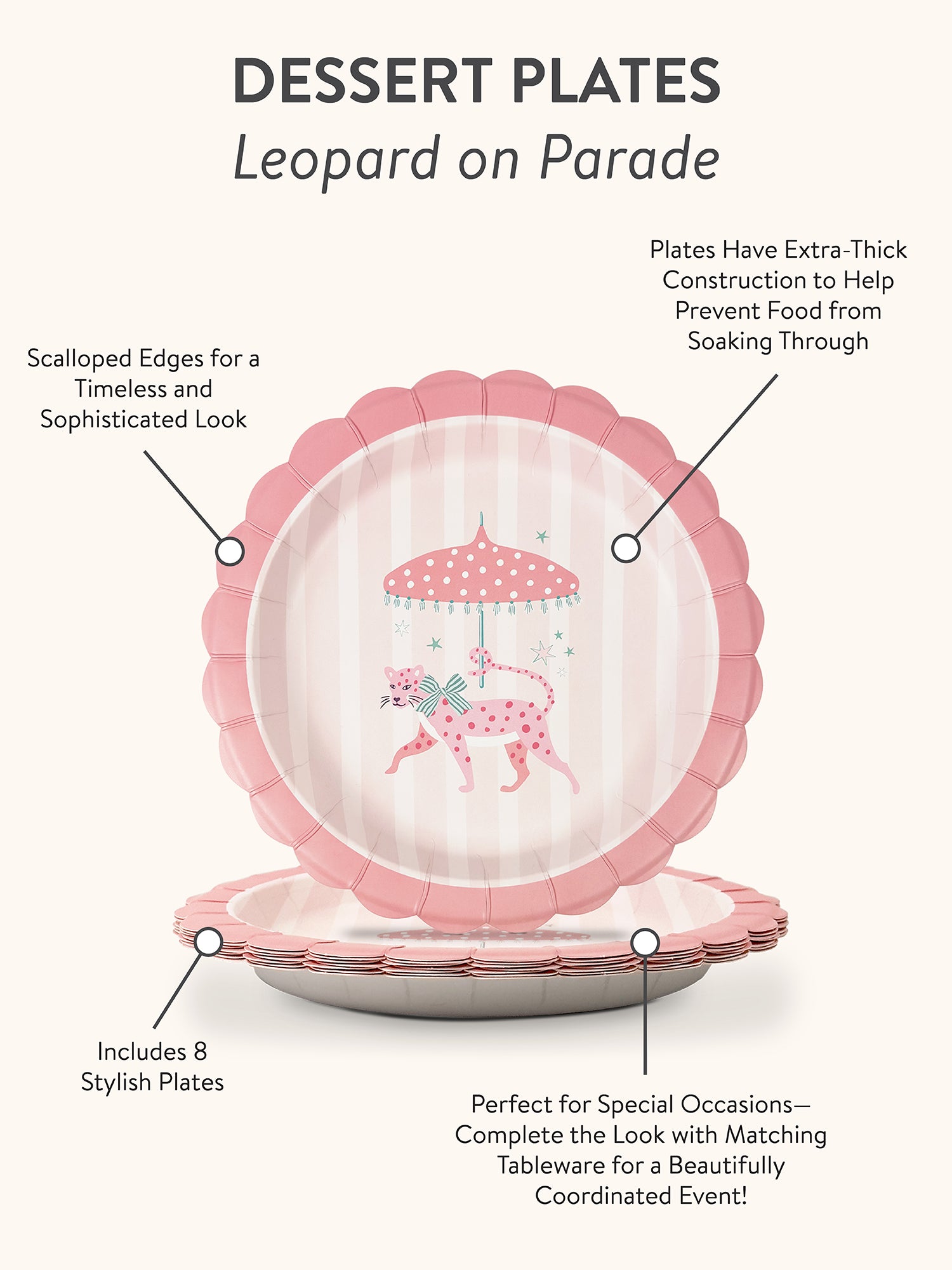 Leopard on Parade Scalloped Dessert Plates – Studio Oh!
