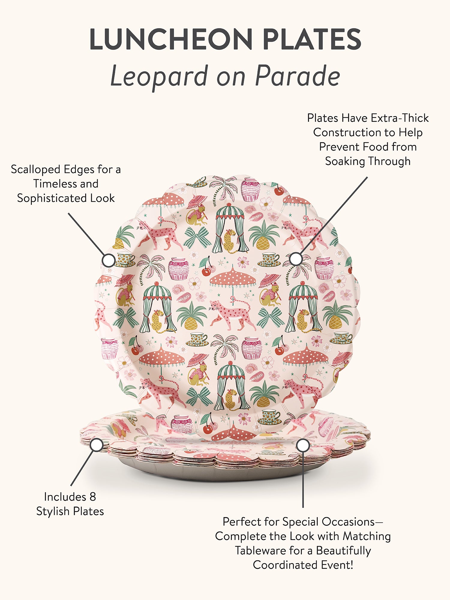 Leopard on Parade Scalloped Lunch Plates – Studio Oh!