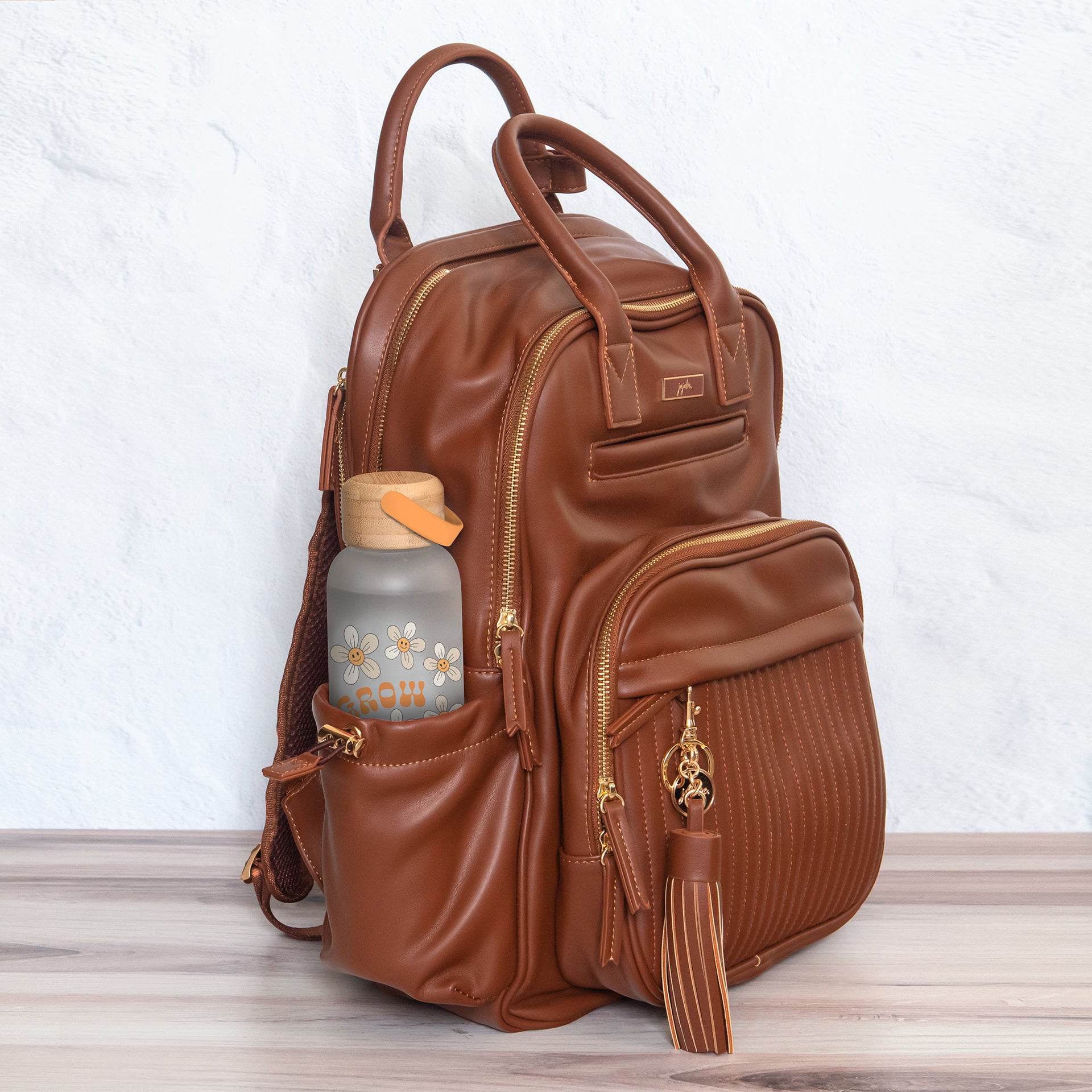 Grow with the Flow Glass Water Bottle with Bamboo Lid – Studio Oh!